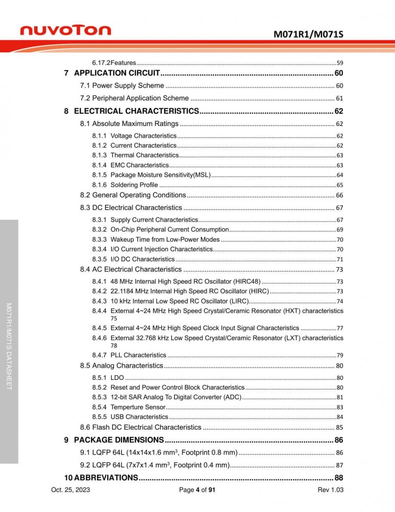 M071SD3AE datasheet page 4