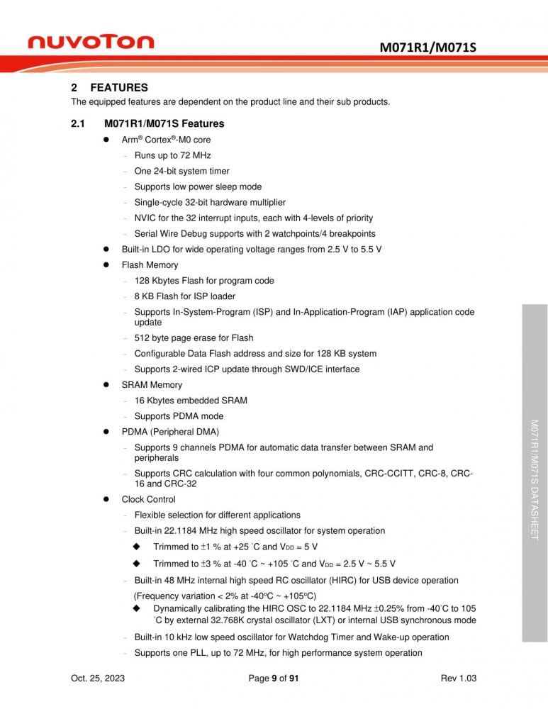 M071SD3AE datasheet page 9