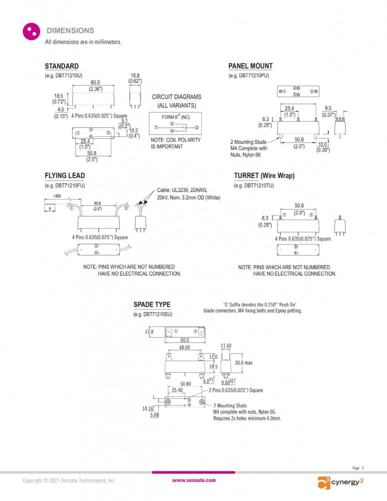 Sensata DB series datasheet page 3