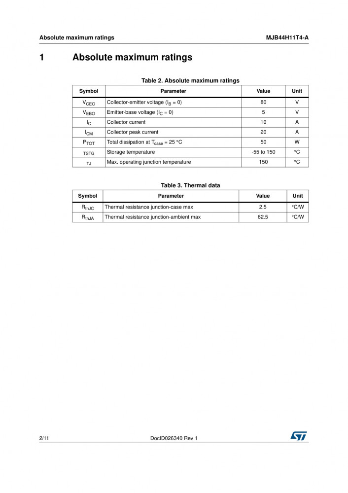 MJB44H11T4-A datasheet page 2