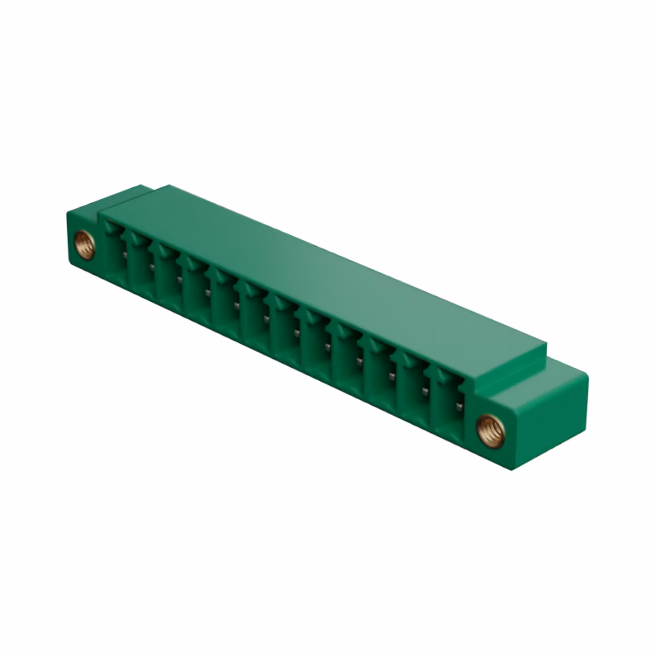 3.81mm Pitch Eurostyle Right-Angle PCB Header, with Threaded Retention Inserts, Green Housing, 12 Circuits for sale