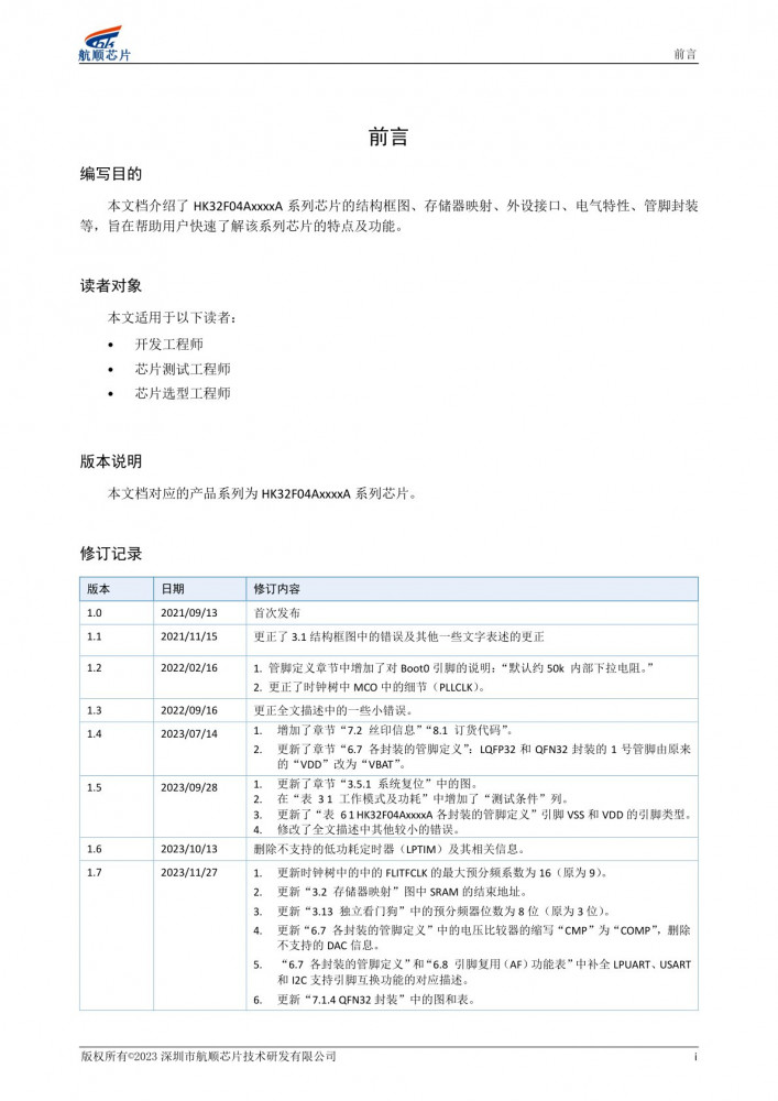 HK32F04A datasheet page 2