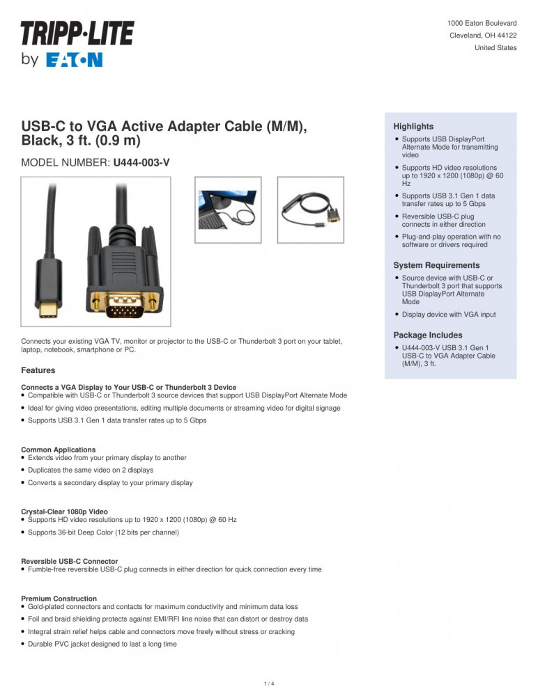 U444-003-V technical document page 1