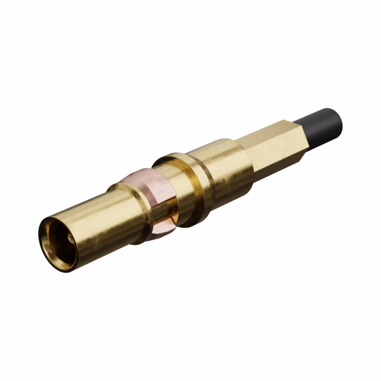 DIN 1.0/2.3 (41626) Jack, Straight, Crimp, with Retaining Clip, RG-174, RG-188, RG-316 and LMR-100 Cable, Brass Body, Gold (Au) Plated, 50 Ohms for sale