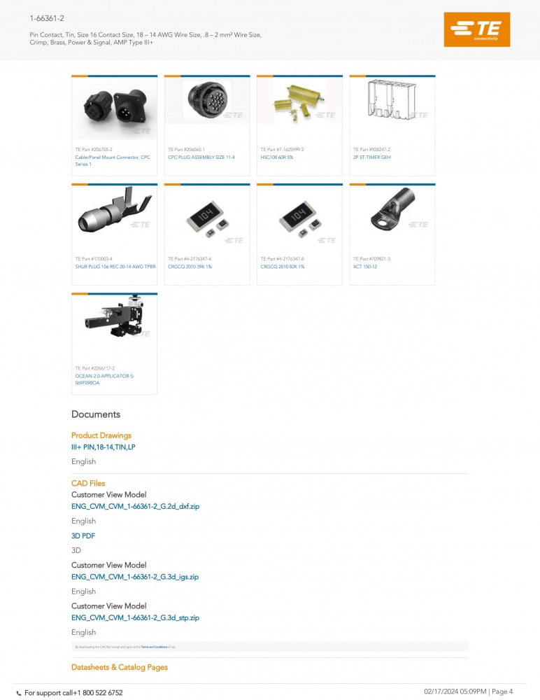 TE Connectivity 1-66361-2 technical document page 4