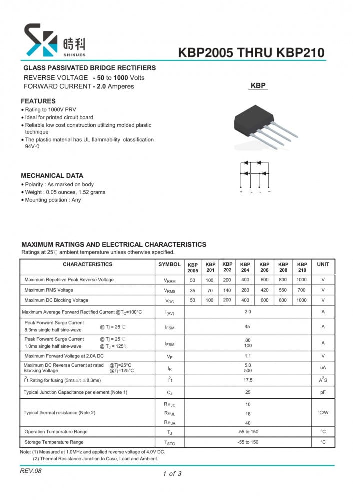 Shikues KBP2005 datasheet page 1