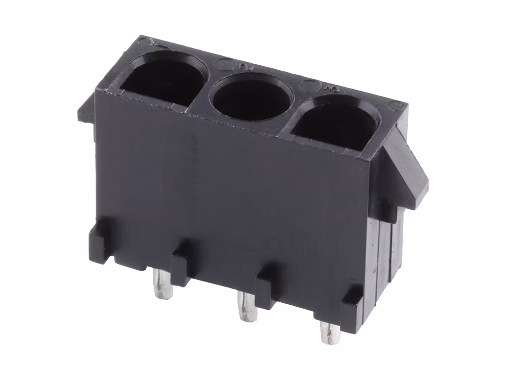 6.35mm Pitch MLX Power Connector Header with Socket Terminal, Vertical, 2 Circuits, Nylon 6/6 94V-2, Tin (Sn) Plating, Black, Lead-Free