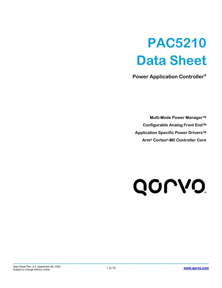 PAC5210QS datasheet page 1