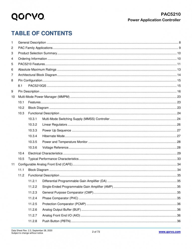 PAC5210QS datasheet page 2