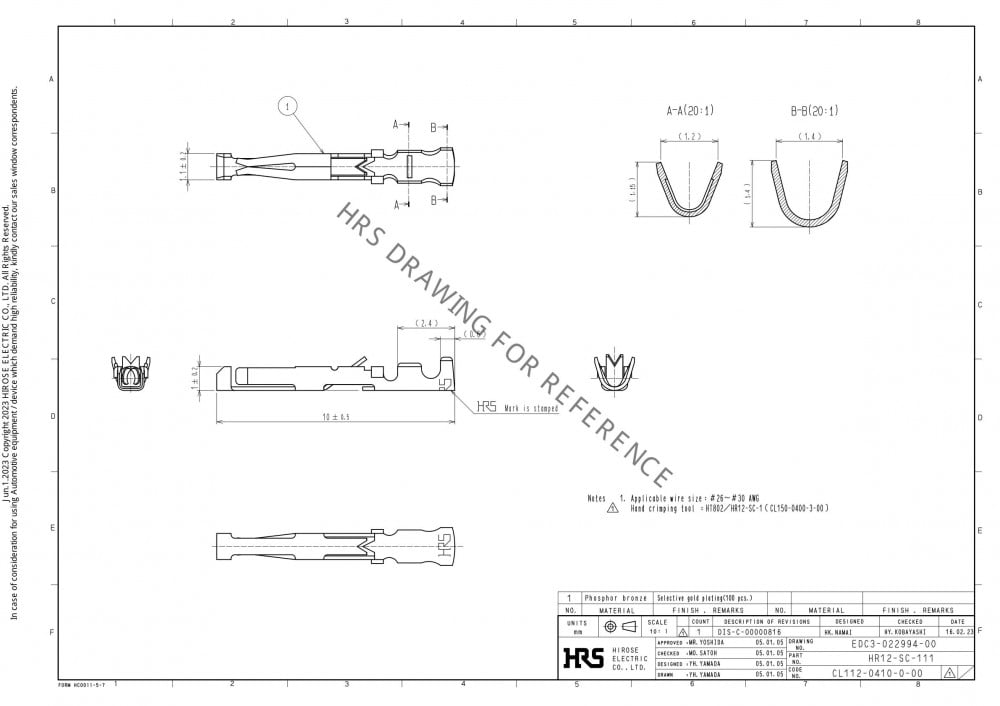 HRS HR12-SC-111 technical drawing