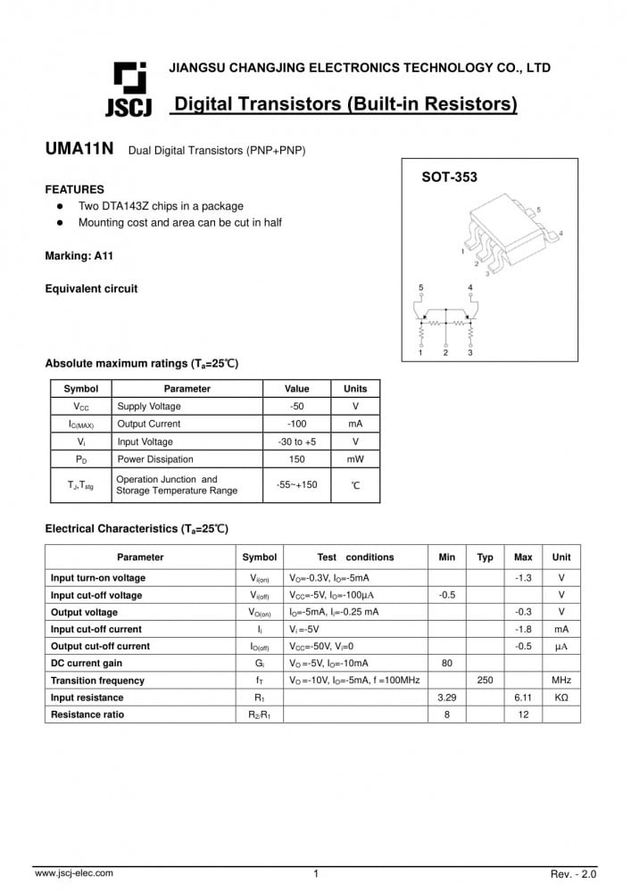 UMA11N datasheet page 1