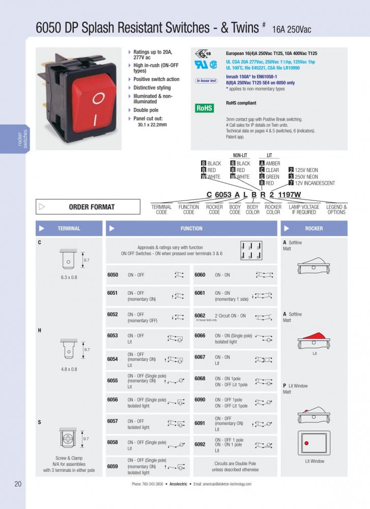 Bulgin 6050 series technical document page 1