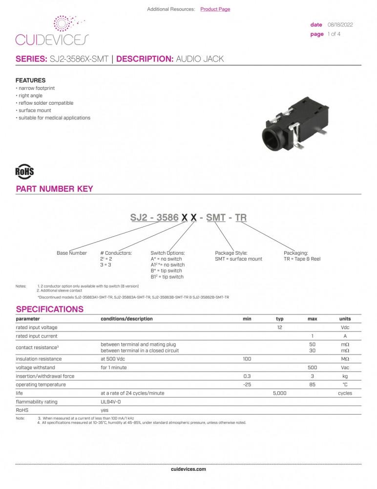 SJ2-35863A-SMT-TR datasheet page 1