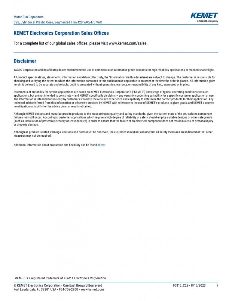 KEMET C28 datasheet page 7
