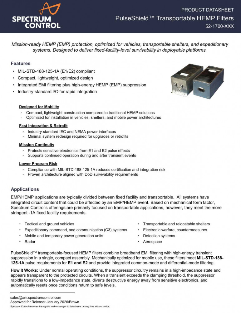 Spectrum Control product documentation page 1