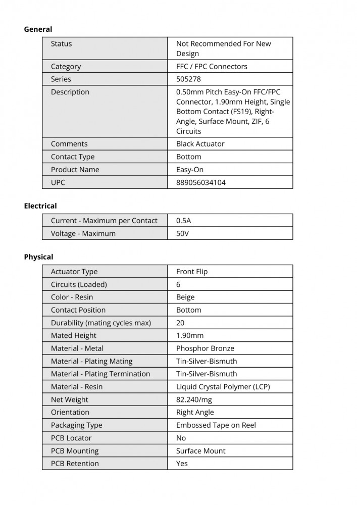 MOLEX 5052780633 document image, page 2