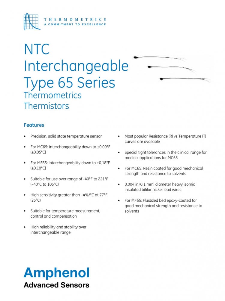 MC65F103C Type 65 thermistor datasheet page 1