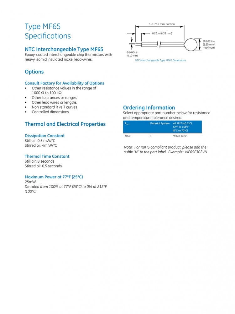 MC65F103C Type 65 thermistor datasheet page 3