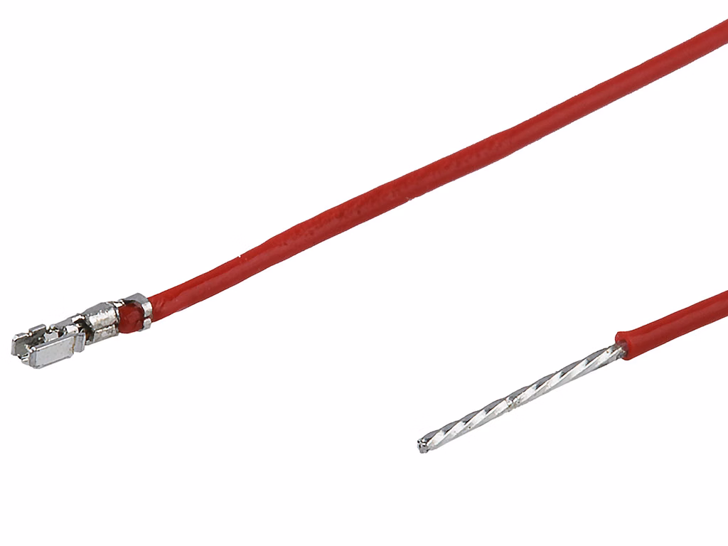 Pre-Crimped Lead Zero-Hachi Female-to-Pigtail, 1.00µm Tin (Sn) Plating, 450.00mm Length, 30 AWG, Red