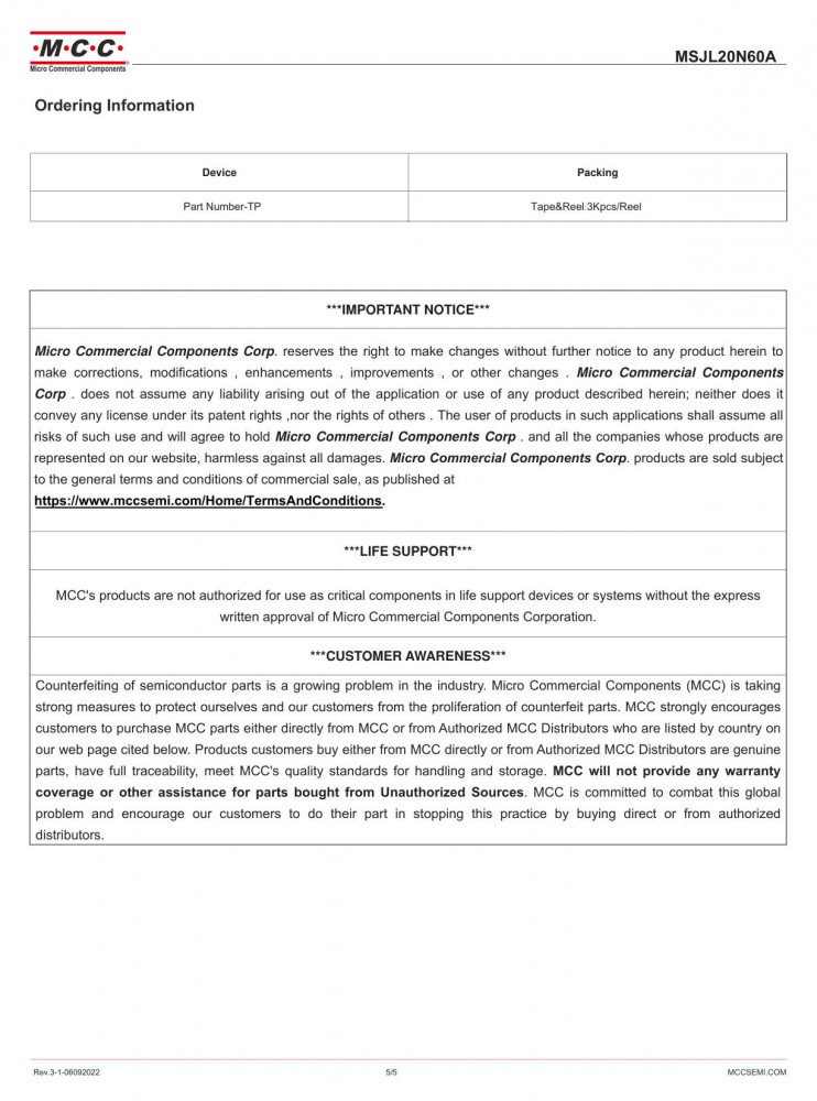 MSJL20N60A-TP datasheet page 5