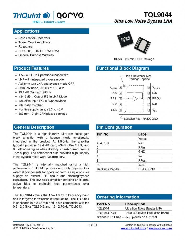 TQL9044 technical document page 1