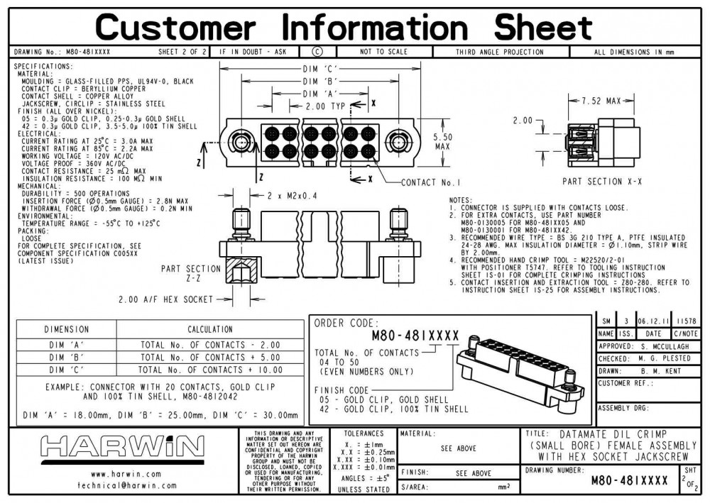 Harwin M80-4810842 technical drawing preview