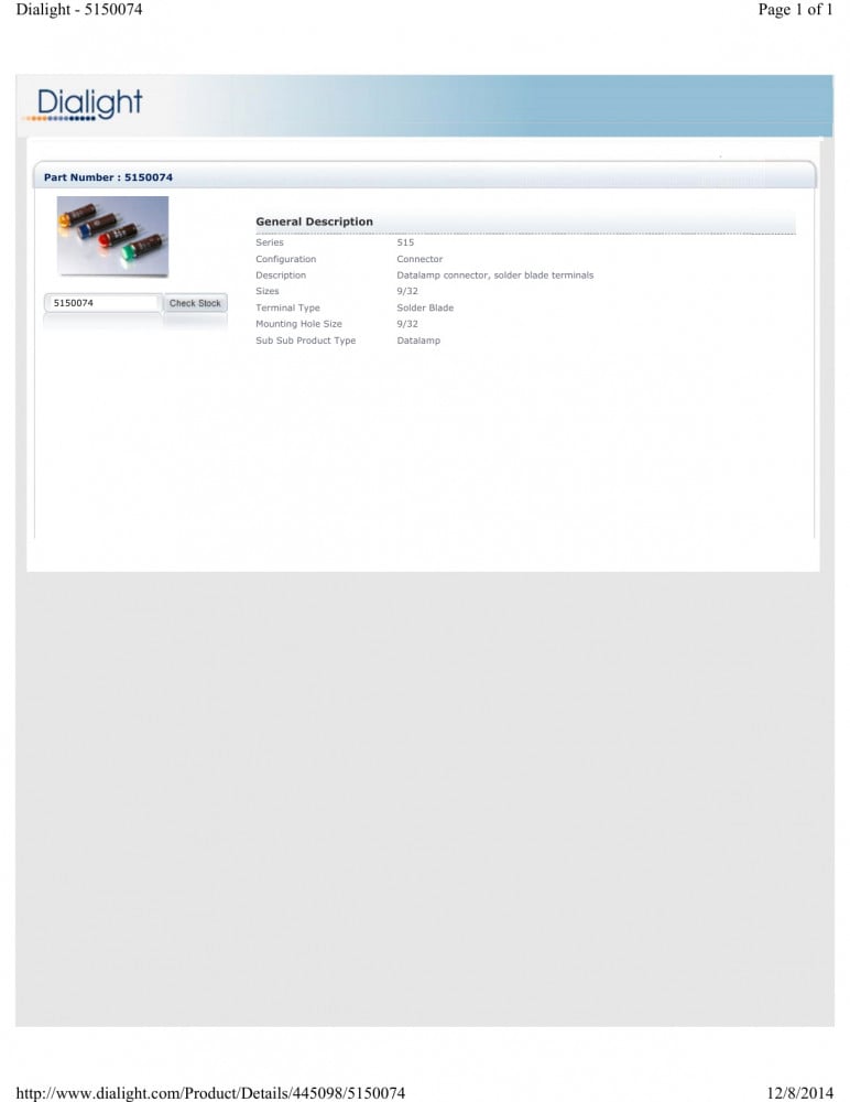 Dialight 5150074 technical document preview