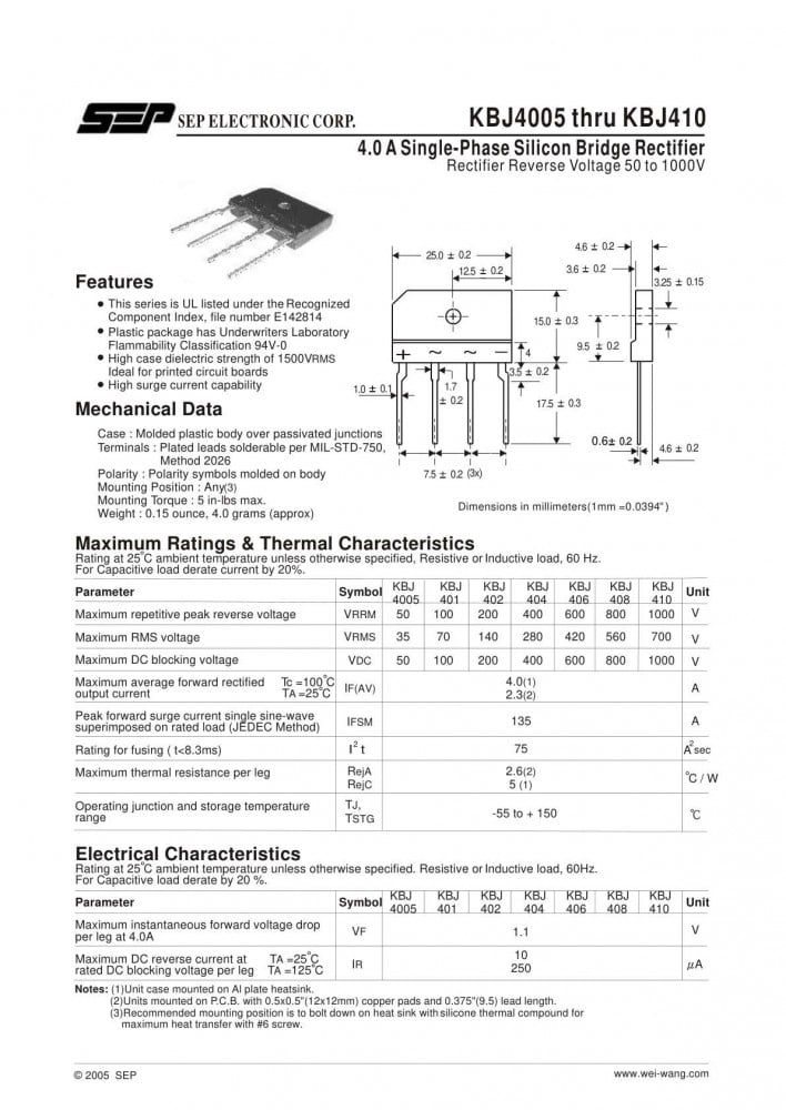SEP KBJ410 datasheet page 1