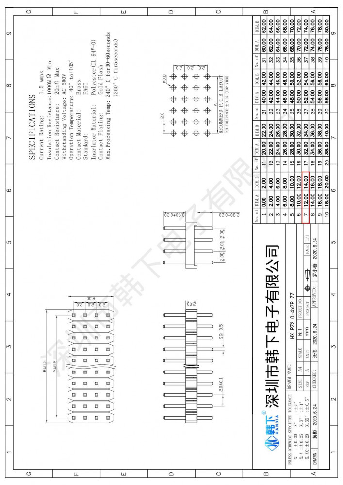 HX PZ2.0-4x7P ZZ technical document page 1