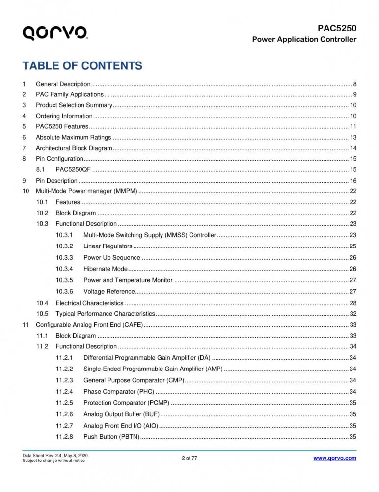 PAC5250QF datasheet page 2