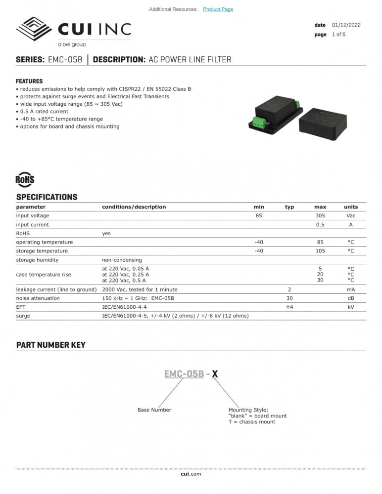 EMC-05B datasheet page 1