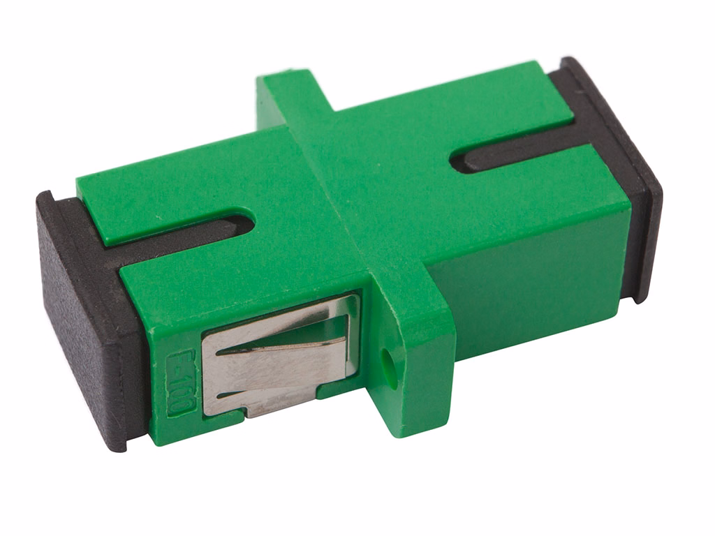 SC/UPC One Body Adapter, Simplex, Singlemode, Blue Body, Ceramic Alignment Sleeve, with Flange, Screw Mount