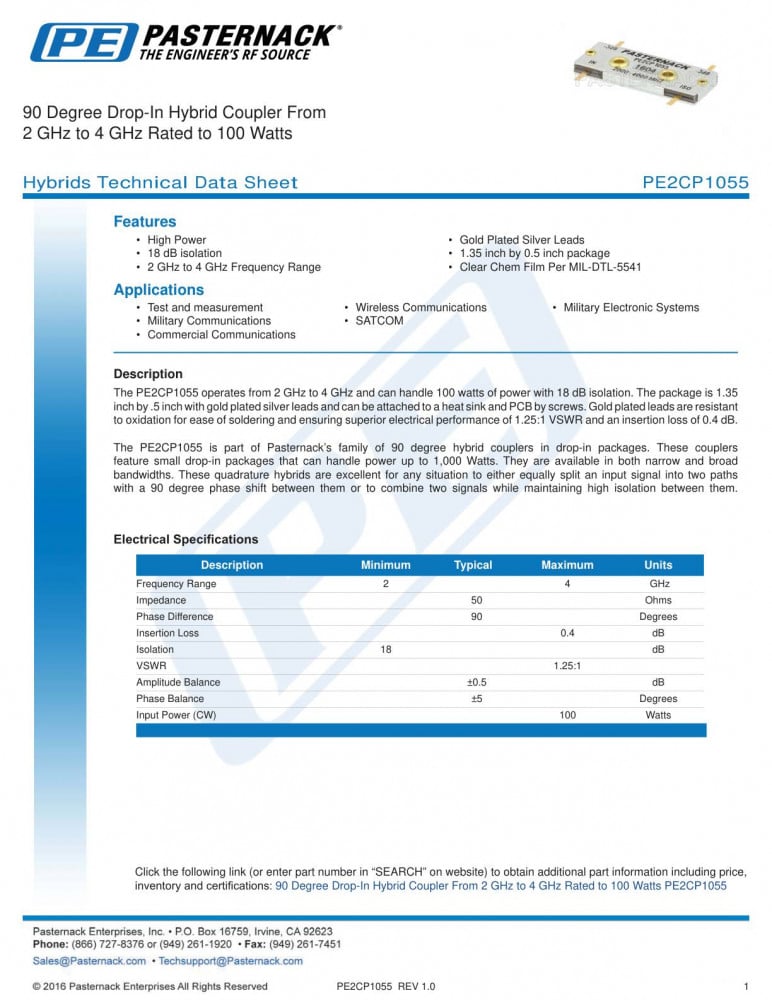 PE2CP1055 datasheet page 1