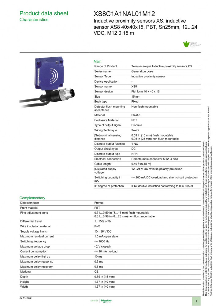 XS8C1A1NAL01M12 technical document page 1