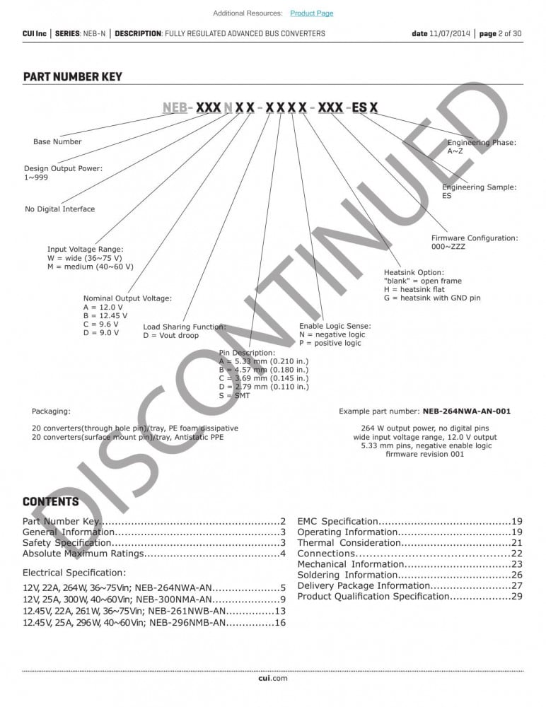 CUI NEB-N datasheet page 2