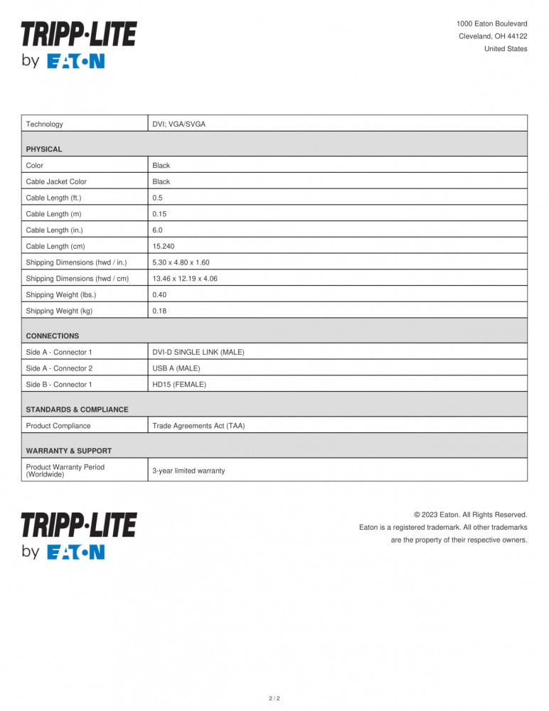 EATON P120-06N-ACT technical document page 2