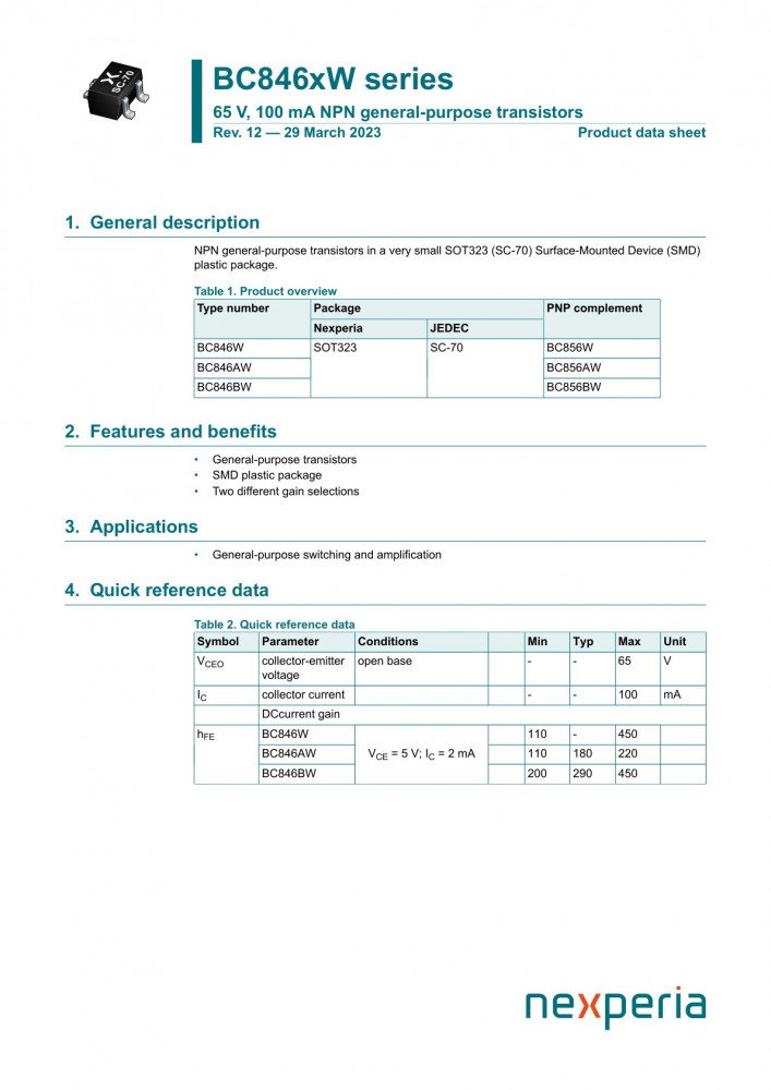 BC846B datasheet page 1