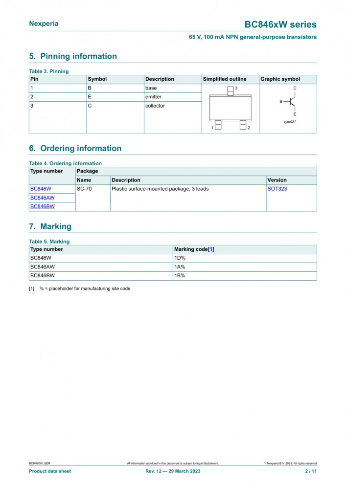 BC846B datasheet page 2