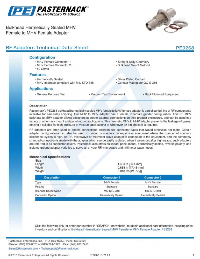 PE9268 technical document page 1