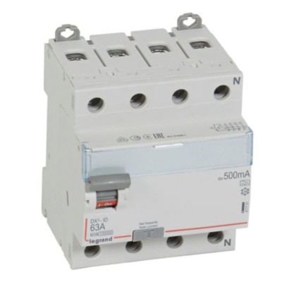 DX³ - RCCB 4P 40A 100mA F type - 400V AC residual current protection - Short-time delayed tripping - DIN rail mounting IP20