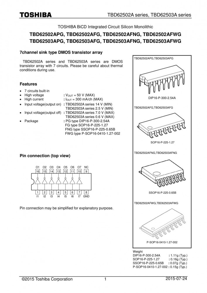 TBD62503A datasheet page 1