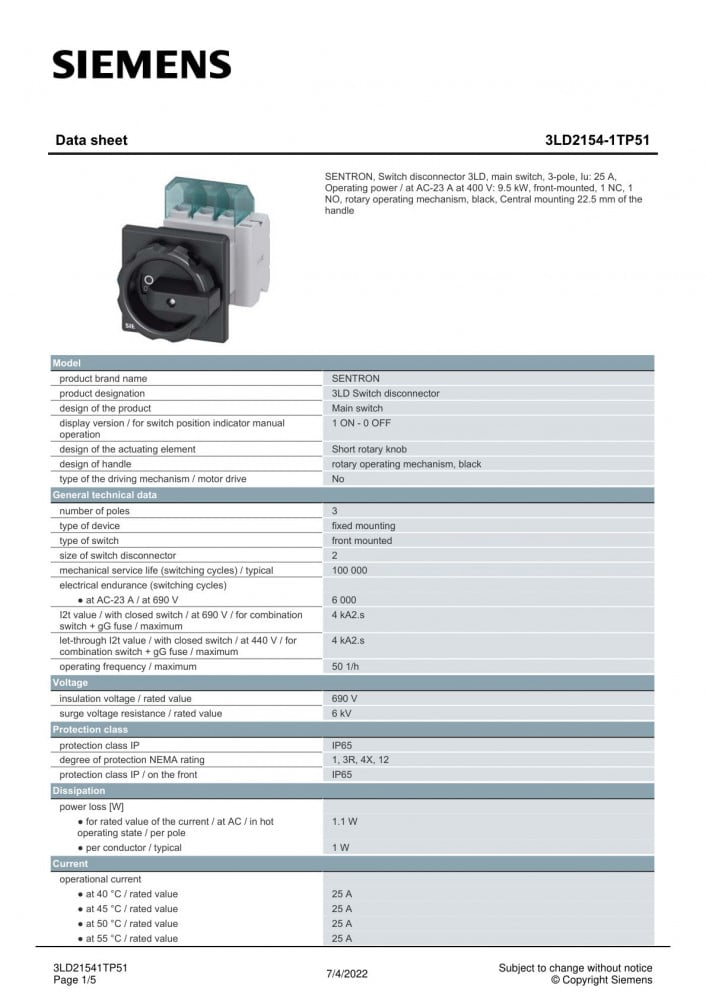 3LD2154-1TP51 technical document page 1