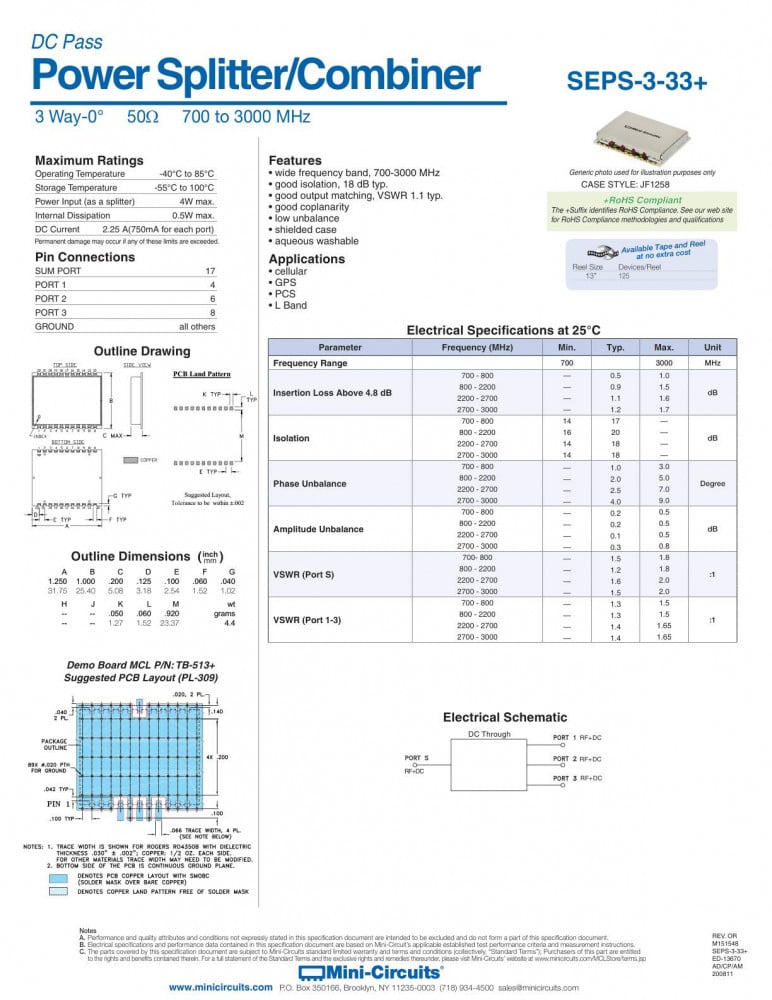 SEPS-3-33+ datasheet page 1