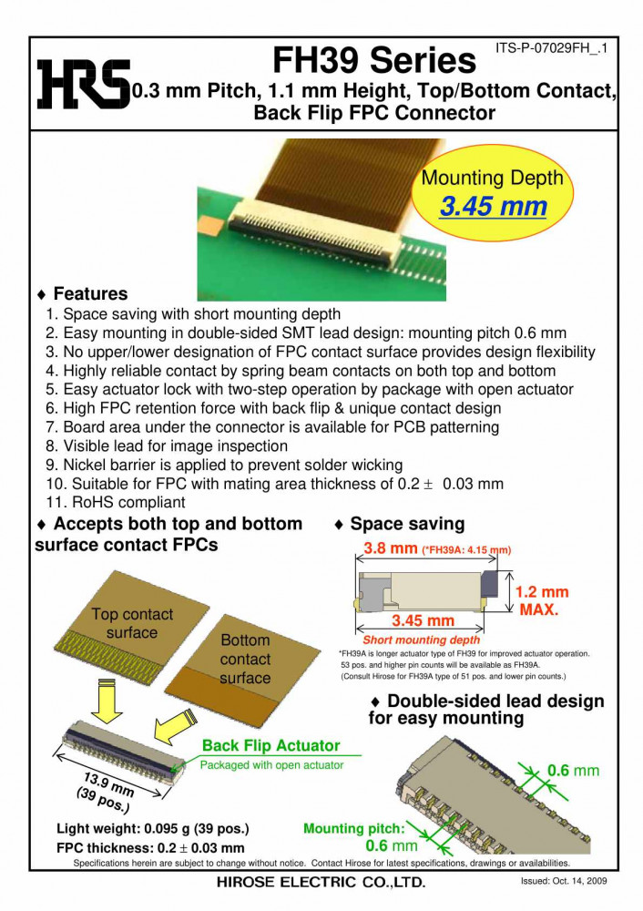 HRS FH39 series technical document preview