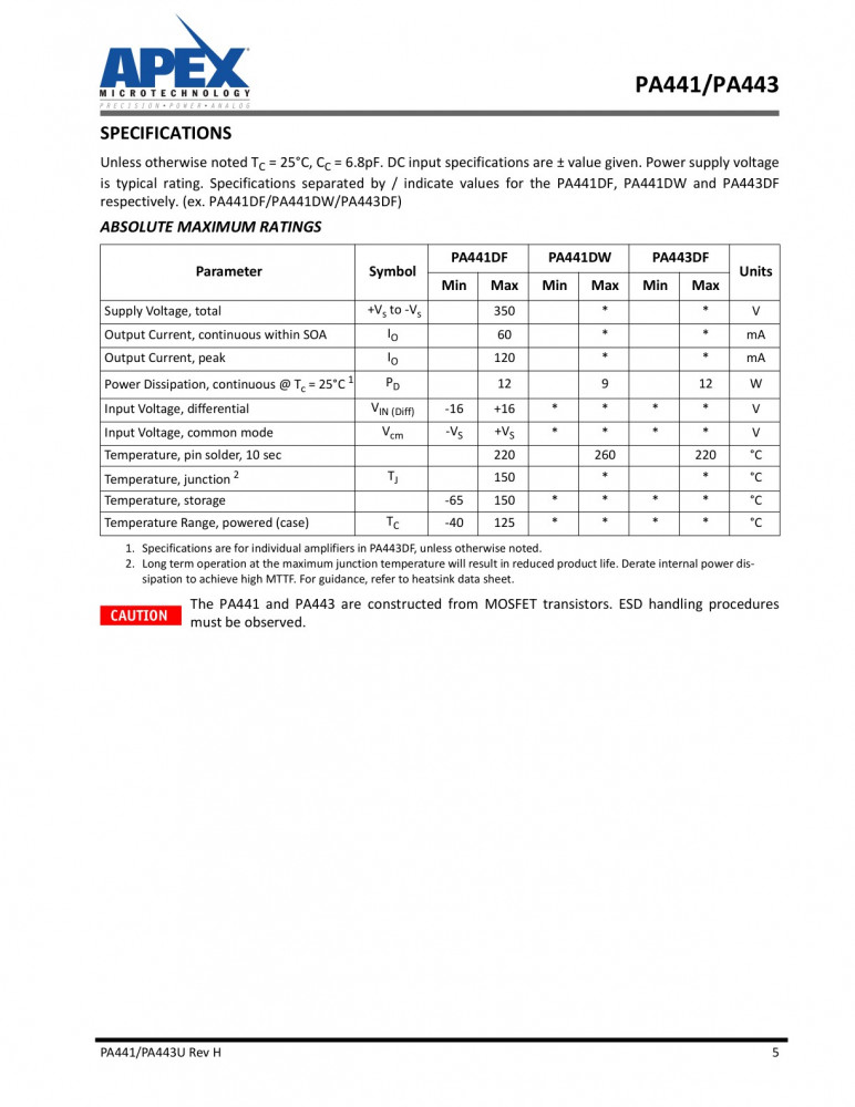PA441/PA443 technical document page 5