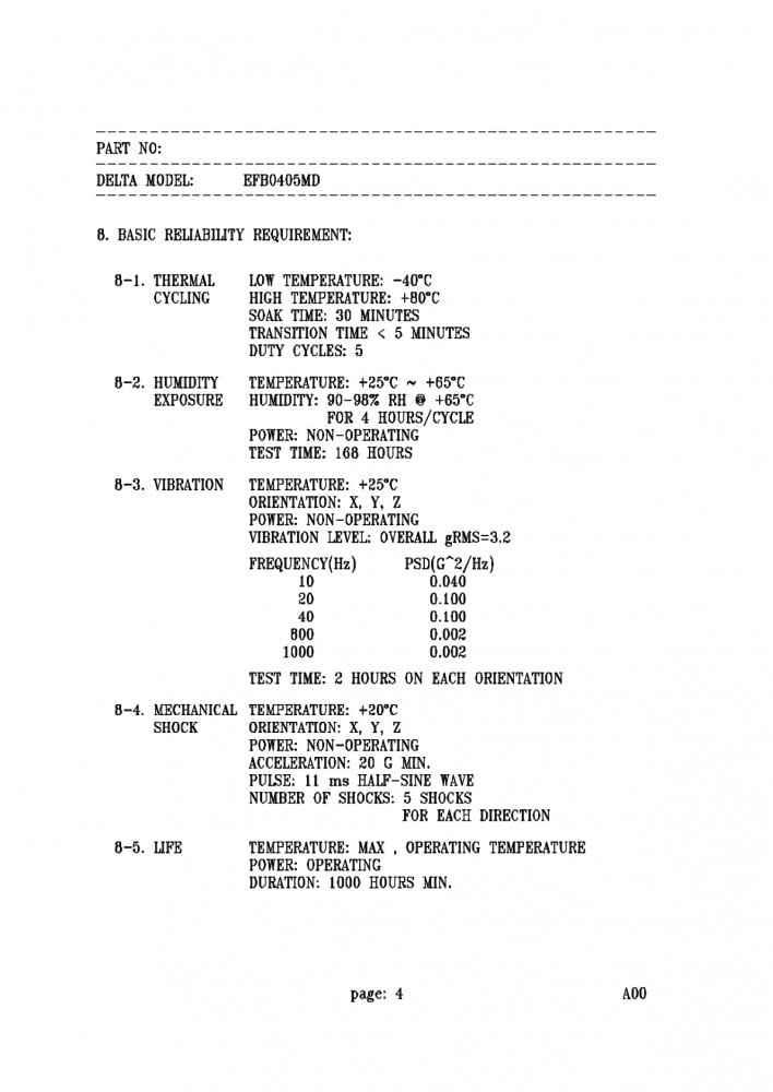 EFB0405MD specification page 4