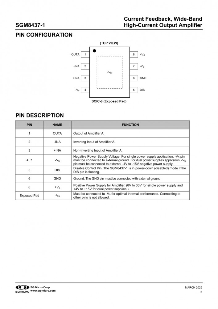 SGM8437-1 datasheet page 3