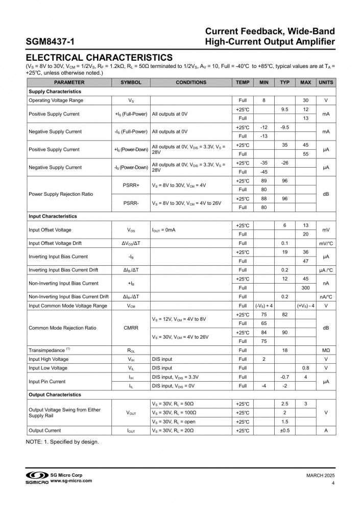 SGM8437-1 datasheet page 4