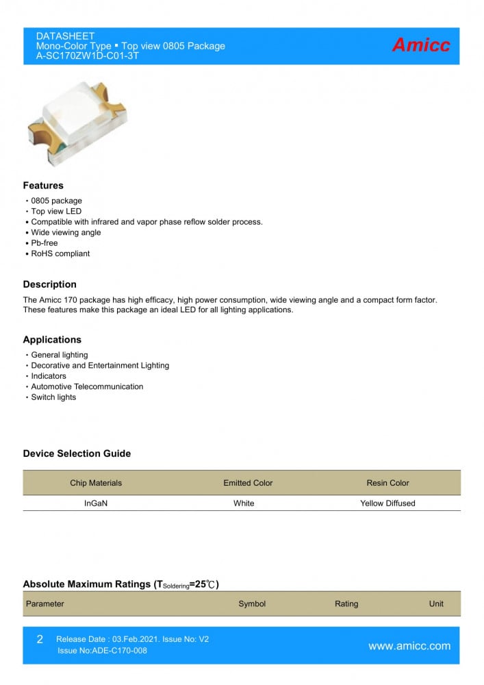 A-SC170ZW1D-C01-3T datasheet page 2