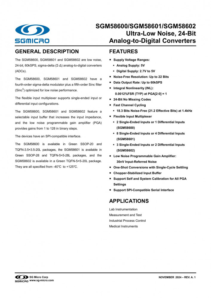 SGM58600 datasheet page 1